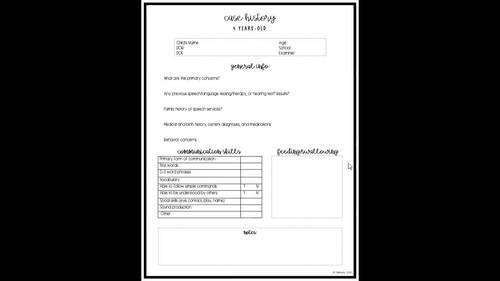 Speech Therapy Assessment Form by Talktivity | Teachers Pay Teachers