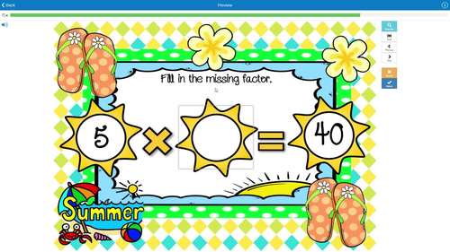 Summer Math Multiplication 2, 5 & 10 Missing Factor Boom Cards | TPT