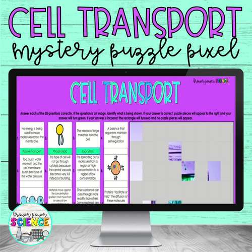 Cell Transport Mystery Picture Pixel by Brower Power Science | TpT