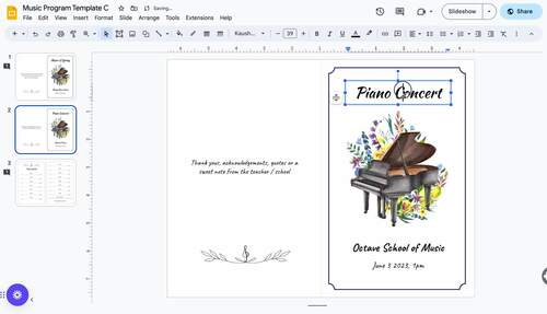 EDITABLE Music Program Template PDF Music Piano Recital - End of Year ...