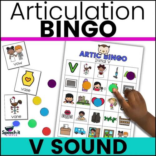 Articulation BINGO for Speech Therapy - V SOUND - No Prep - Artic - Apraxia