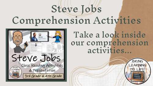 Steve Jobs Close Reading Comprehension Activities | 3rd Grade & 4th Grade