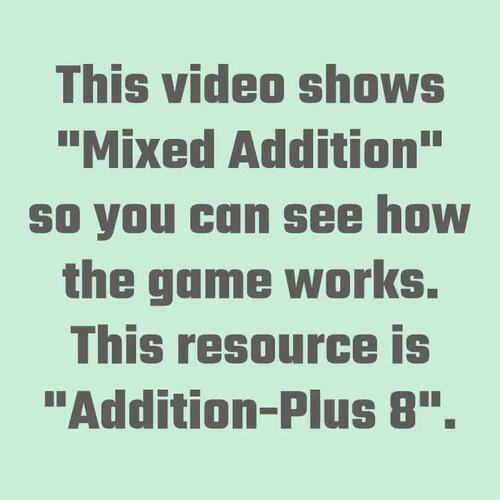 Addition Game Connect Four 4 Addition Math Facts Family Plus Eight 8 ...