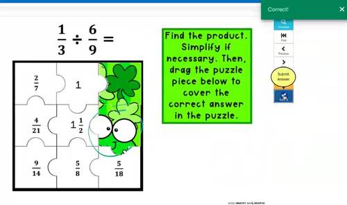 St. Patrick's Day BOOM Cards™ Dividing Fractions by Fractions ...