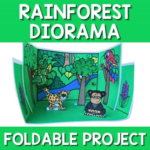 Rainforest Habitat Diorama Project Printable Craft Foldable Pop Up Activity