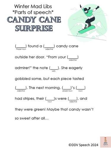 WINTER Parts of Speech Silly Fills: Middle School Speech Therapy Activities