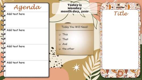 Customizable Boho Daily Classroom Agenda Slides by Bell to Bell Resources