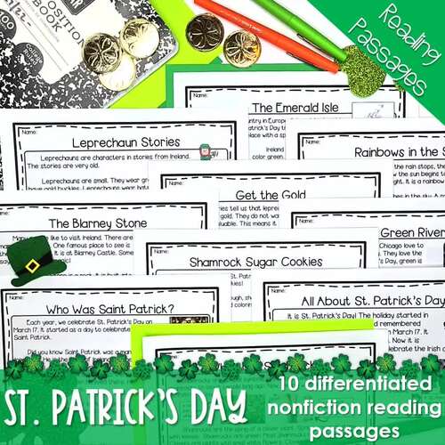 St. Patrick's Day Reading Comprehension Passages by ELA with Mrs Martin
