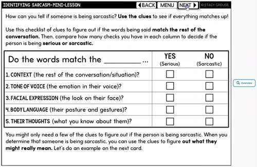Sarcasm Speech Therapy Practice Social Language Activity Worksheets ...