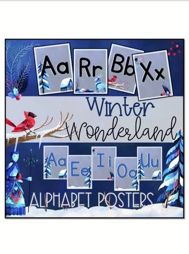 Winter Wonderland Snow Themed classroom Decor | Alphabet wall Posters Print
