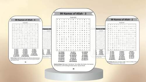 99 Names of Allah Islamic Word Search Bundle | Islamic Printable Puzzles