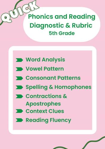 5th Grade (Quick) Phonics and Reading Diagnostic Assessment and Scoring ...
