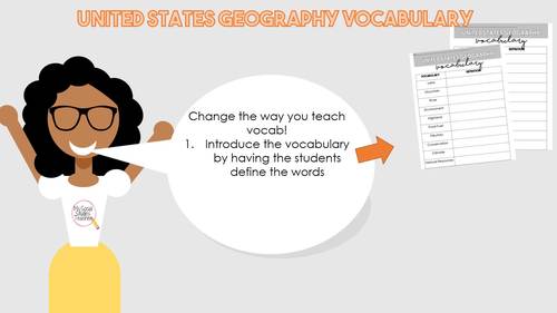 United States Geography Vocab and Game by Ms Social Studies Teacher