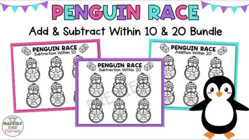 Winter Roll and Race Math Dice Games - Addition and Subtraction Within ...