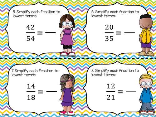 Simplifying Fractions Task Cards | Digital & Print by Joyful 4th