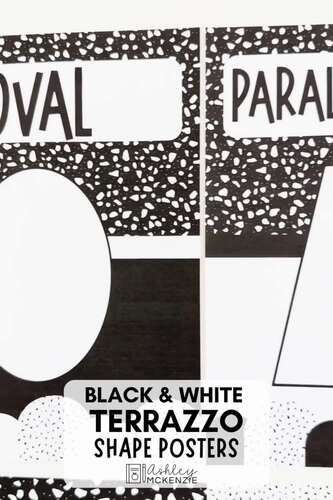 Black and White Terrazzo Classroom Decor | Shape Posters - Editable!