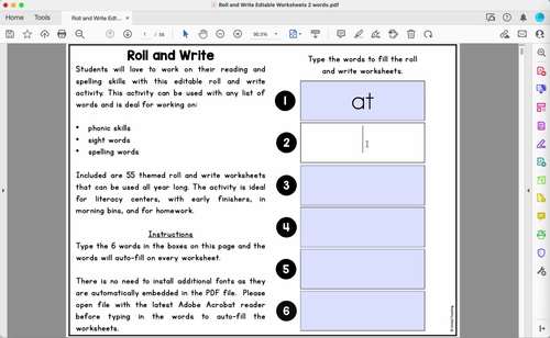 Roll and Write Editable Tracing Worksheets | Sights Words | Dollar Deal