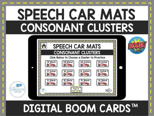 Consonant Cluster Speech Therapy Car Mats Interactive Boom Cards