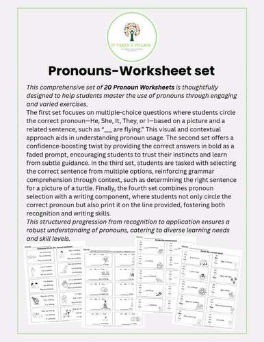 Pronouns Worksheets Set (He, She, It, They and I) (ABLLS-R aligned C52 ...