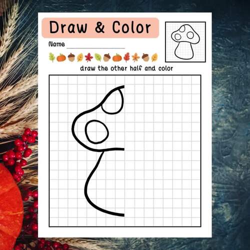 Complete drawing in the Other Half Autumn moment, Printable practice ...