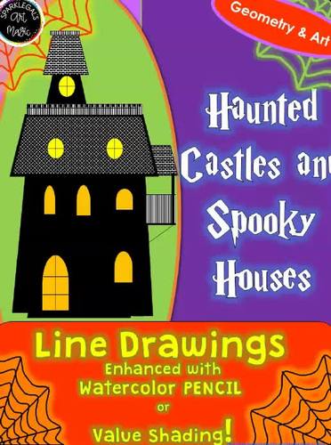 Middle School Drawing Lesson: Haunted Castles and Spooky Houses + Geometry!