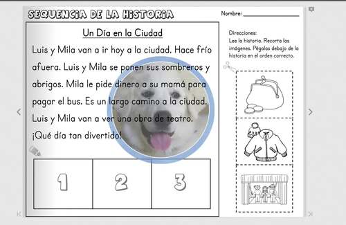 Sequencia de la historia | Story Sequencing in SPANISH Worksheets