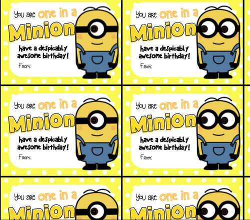 Twinkie Birthday Gift Tag- You are one in a Minion! Have a despicably ...