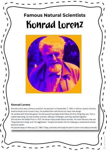 Scientist Konrad Lorenz - Fact Sheet, Quiz + Interactive PDF + H5P