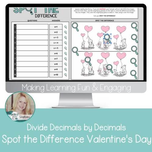 Divide Decimals by Decimals - Digital Self-Checking Valentine's Day ...
