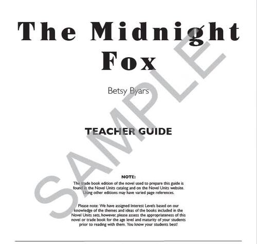 The Midnight Fox Novel Units® Teacher Guide Novel Study | TPT