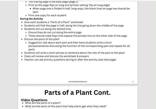 Second Grade Plant Parts and Needs Science, Engaging Activities, NGSS ...