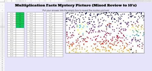 Digital Mystery Picture for Multiplication Facts to 10's | Distance ...