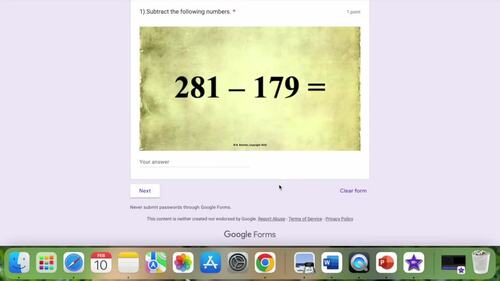 Subtracting Whole Numbers Google Forms (Self-Grading) | TPT