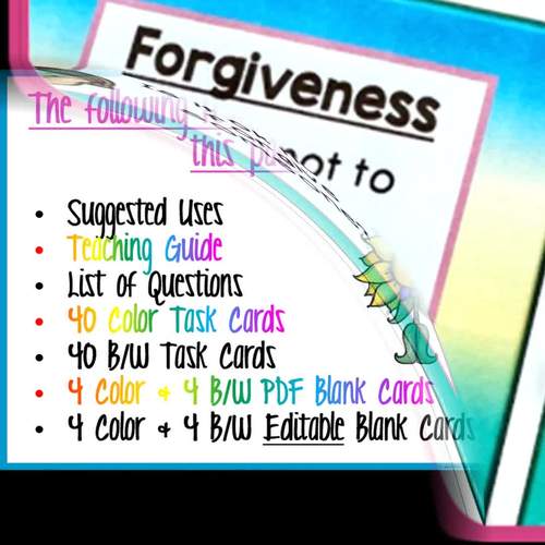Forgiveness Lesson: Social Skills Task Cards Social Emotional Learning