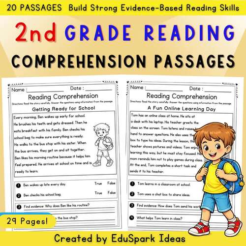 2nd Grade Reading Comprehension Passages with True False and Text ...