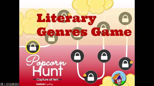 Literary Genres Game for Google Slides™ & PowerPoint™ -- Popcorn Theme