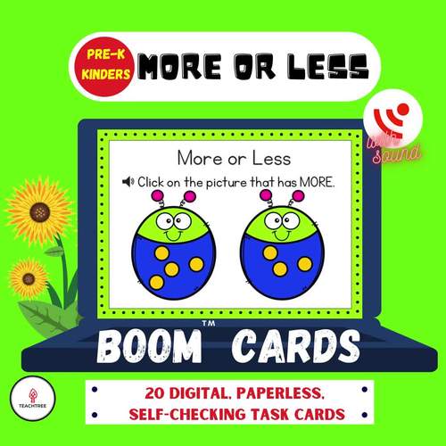 "MORE or LESS" Digital Boom Cards (Spring - Spotted Bug) by Teachtree