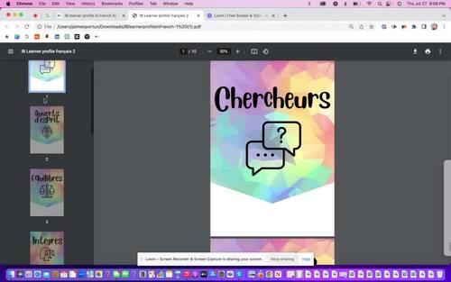 IB learner profile in French / Profil de l'apprenant de l'IB | TPT