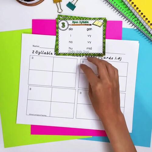 6 Syllable Types Task Cards Worksheets Bundle Orton Gillingham Activities