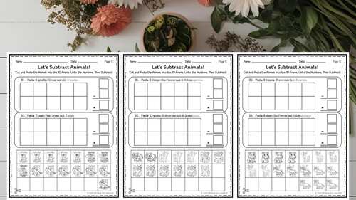 Let’s Subtract Animals within 10! | Cut & Paste Math Worksheets (PreK–K)