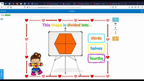 Halves, Thirds, and Fourths Boom Cards 1st Grade Digital Math Centers