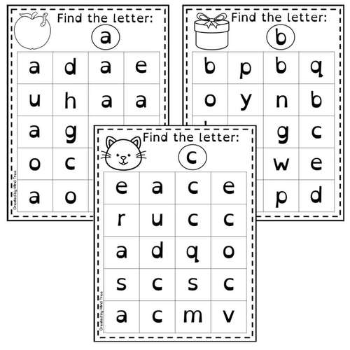 Dyslexia Lowercase Alphabet Search Worksheets by Mind Tree Class