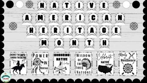 Native American Heritage month posters black & white classroom decor