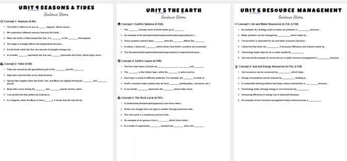 *NEWTEKS* |editable|6th Grade Science Sentence Stems Aligned Speaking ...