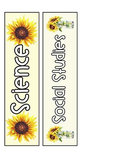 Sunflower Themed 10 Drawer Rolling Cart Labels with Editable Rolling ...