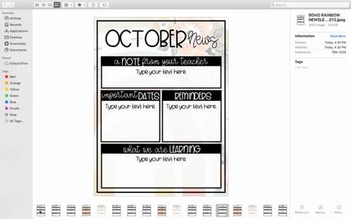 Editable Classroom Newsletters - Boho Rainbow - Monthly Newsletters