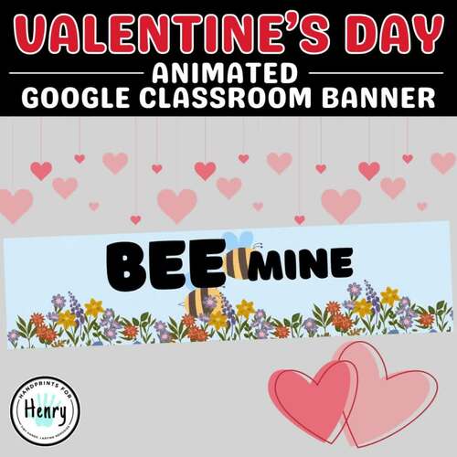 Bee Mine Animated Valentines Day Google Classroom Banner February ...