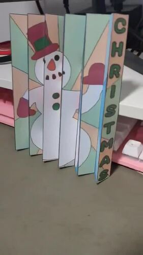 Merry Christmas Crafts Snowman Agamograph Art Poster 2D Activities Coloring