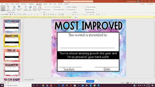 End of the Year Awards l Distance Learning l Powerpoint l Editable