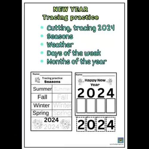 New Year 2024 Tracing Worksheets by Preschool Garage | TPT